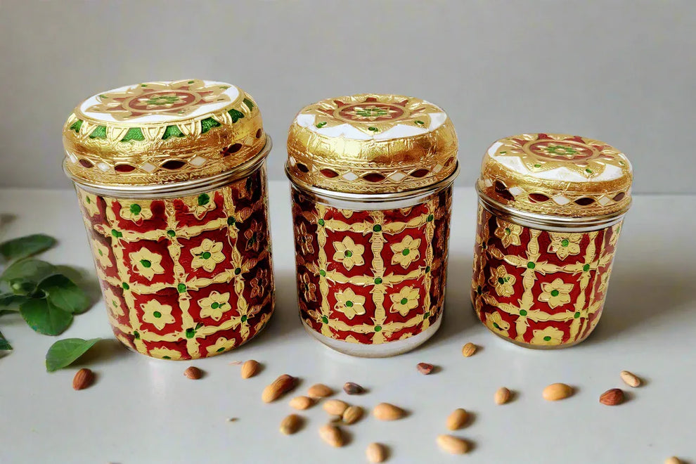 Meenakari Steel Dabba Box Set | wedding Essential | Premium Products ...
