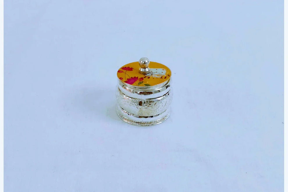 Pichwai Silver Plated Sindoor Dabbi | Handicrafts Gifts | Divine Pooja ...